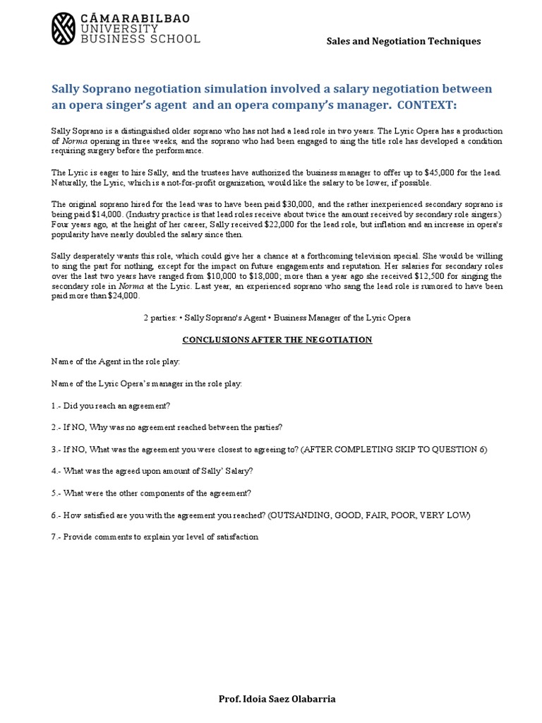 CASE STUDY 4 Sally Soprano CONCLUSIONS | PDF | Salary | Economies