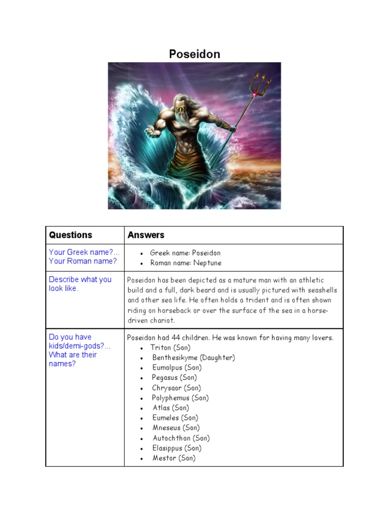Greek Deity Cornell Notes (Nabeela Ghani) | PDF | Twelve Olympians ...