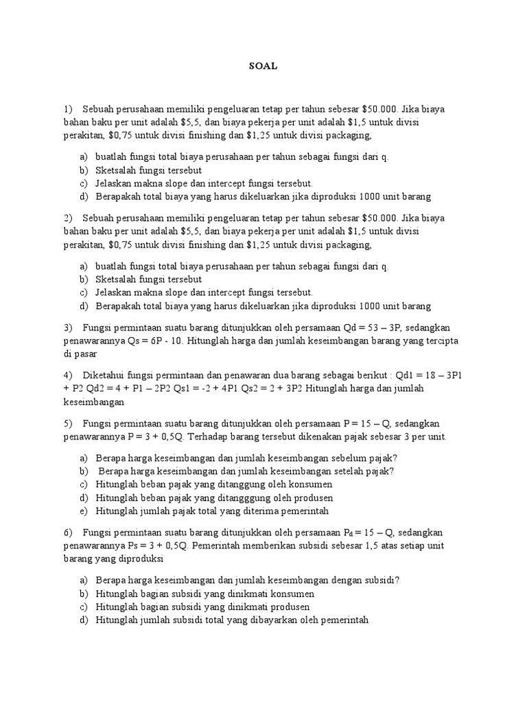 SOAL Matematika Ekonomi Bisnis | PDF | Metode & Bahan Ajar