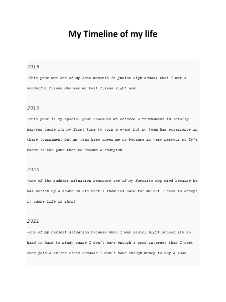 My Life Timeline: Key Moments and Growth | PDF | Social Science | Lifestyle