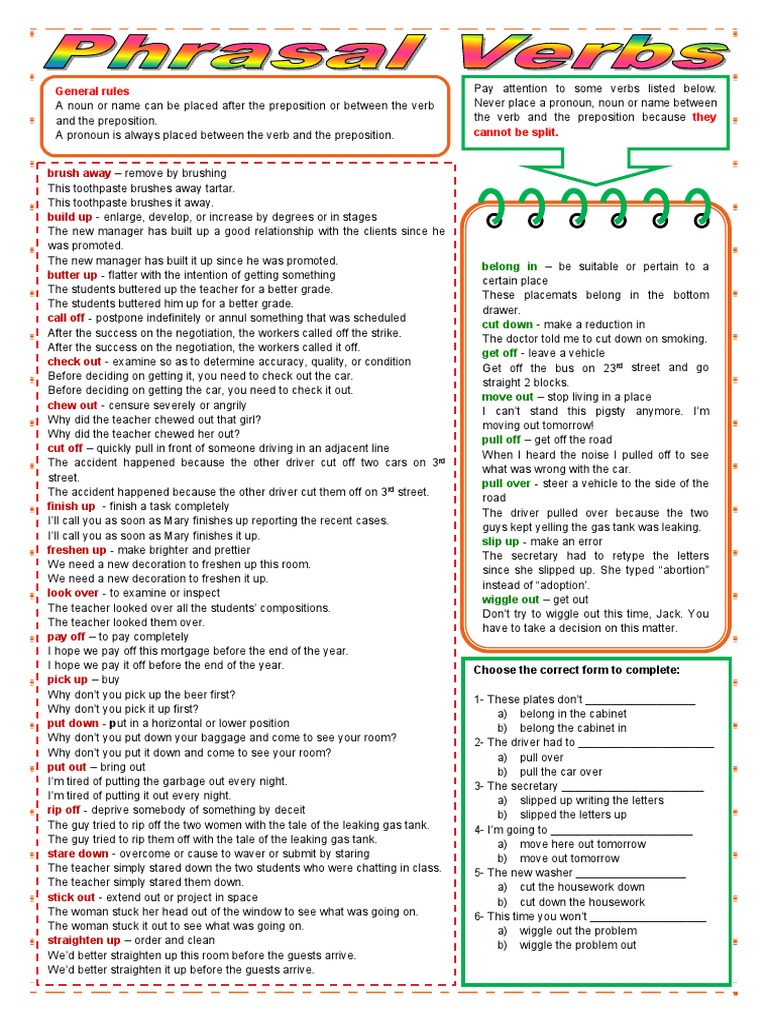 Phrasal Verbs Sentences | PDF | Preposition And Postposition | Pronoun