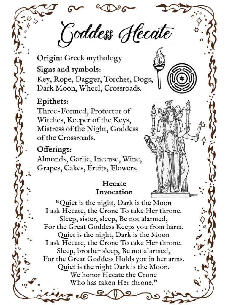 Goddess Hecate Printable Grimoire Page Spells8 | PDF
