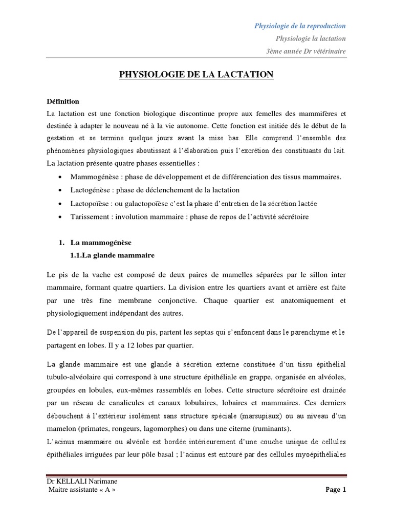 Physiologie Lactation | PDF | Allaitement | Lactation