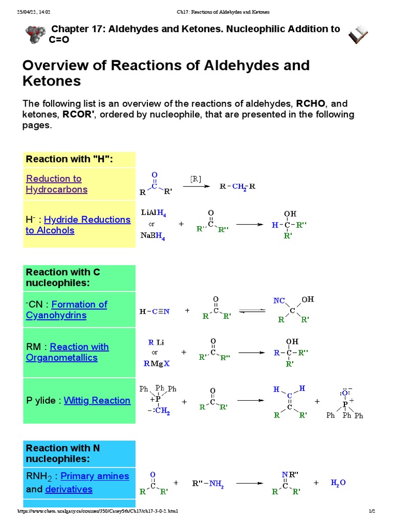 Ch17 - Reactions of Aldehydes and Ketones | PDF | Ester | Aldehyde