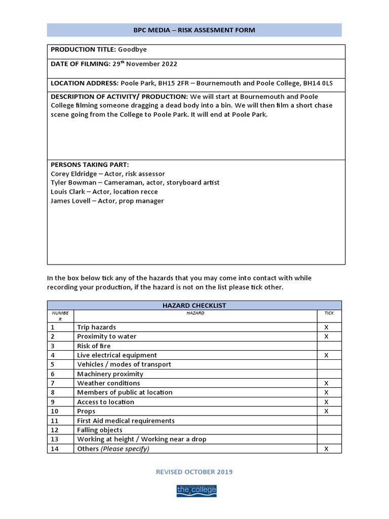 BPC Risk Assesment | PDF | Safety
