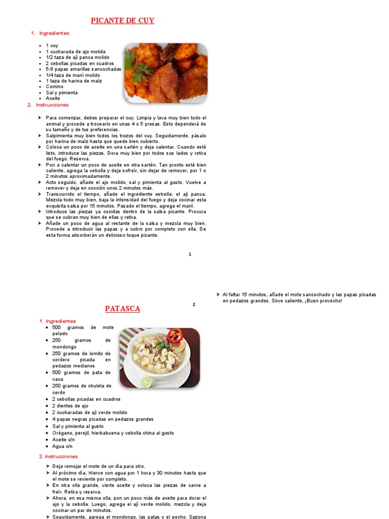 Platos Tipicos de La Sierra | PDF | Cilantro | Ingredientes de comida