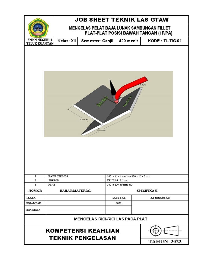 Job Sheet Pengelasan 1F GTAW | PDF | Sains & Matematika | Teknologi ...