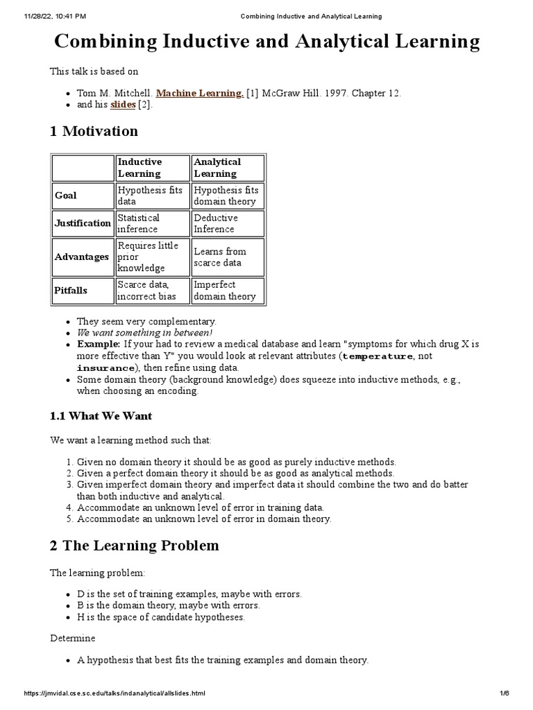 Combining Inductive and Analytical Learning | Download Free PDF ...