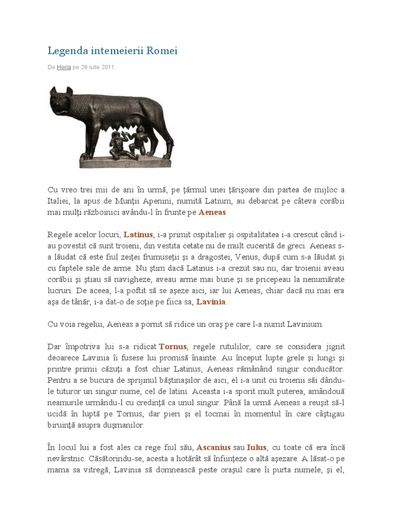 Legenda Intemeierii Romei | PDF