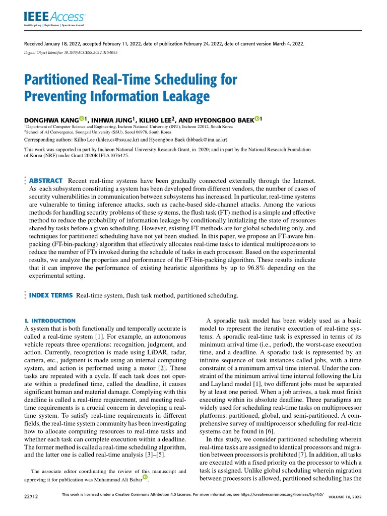 Partitioned Real-Time Scheduling For Preventing Information Leakage 221116 131642 | PDF ...