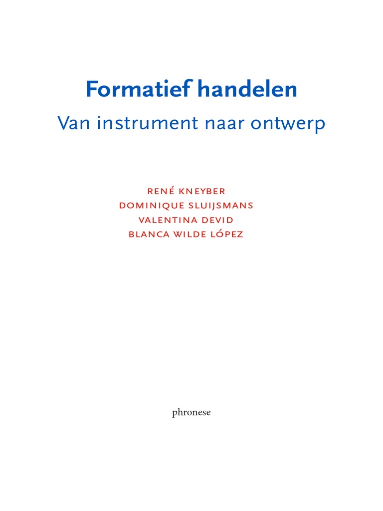 Rene Kneyber Formatief Handelen | PDF