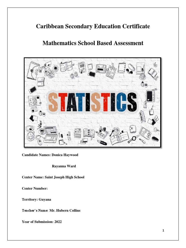 Mathematics SBA 2022 | PDF | Science | Statistics
