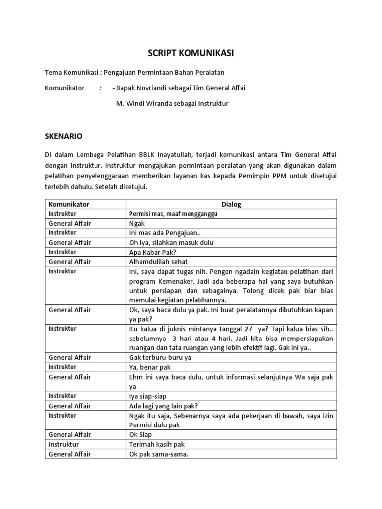 3-Contoh Tugas Script Komunikasi | PDF