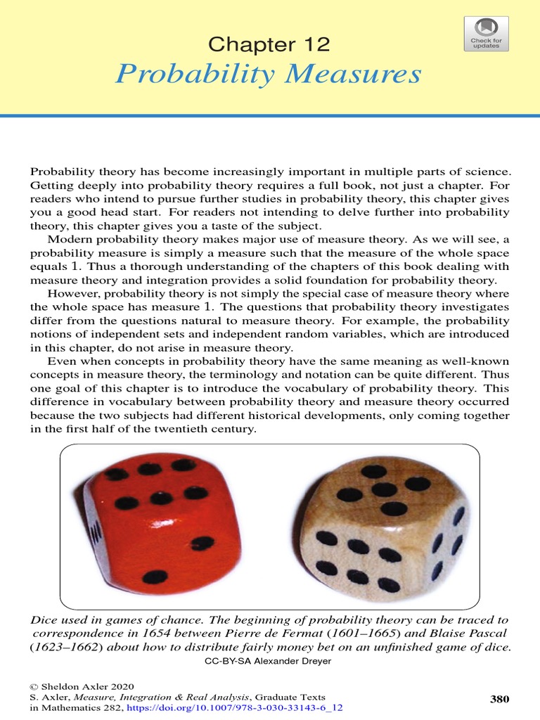 Probability Measures | PDF | Random Variable | Probability Theory Probability Measures | PDF | Random Variable | Probability Theory