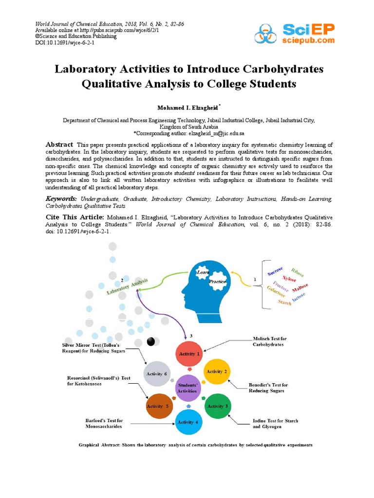Laboratory Activities To Introduce Carbo | PDF | Carbohydrates ...