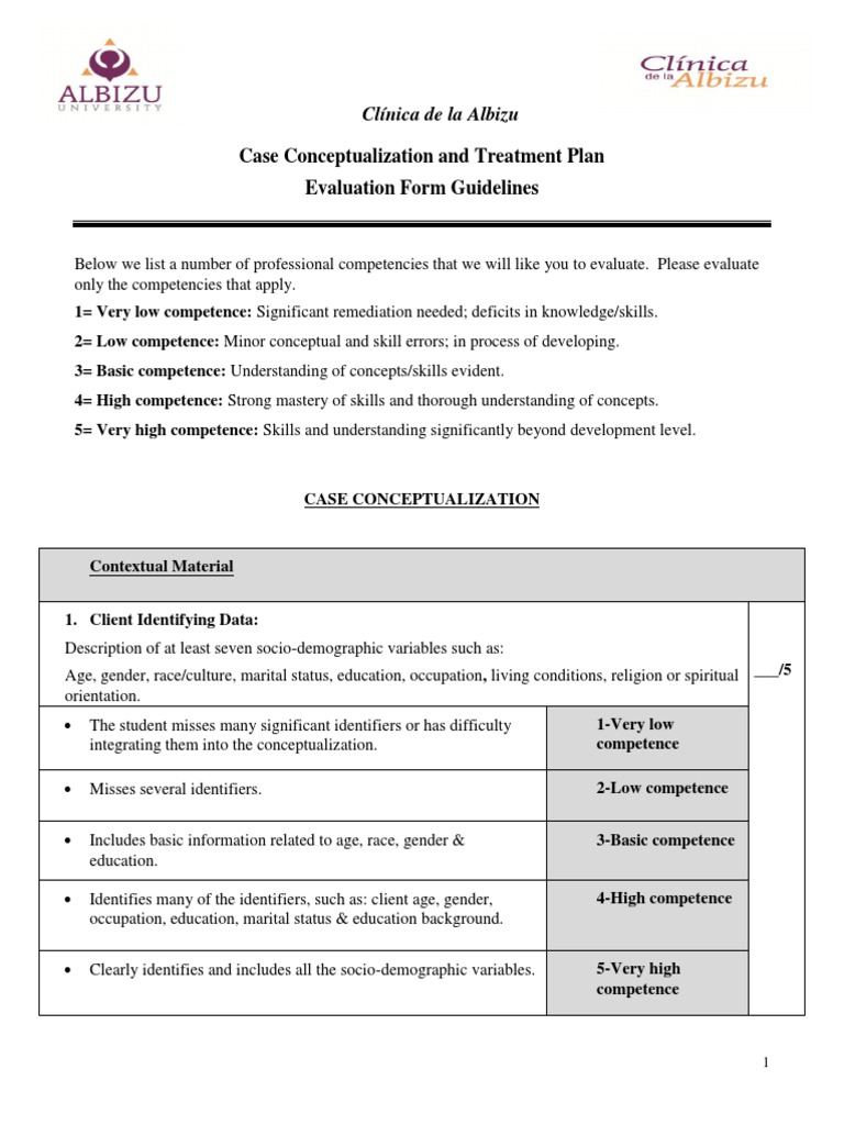 Case Conceptualization Fall 2019 | PDF | Medical Diagnosis | Developmental Psychology
