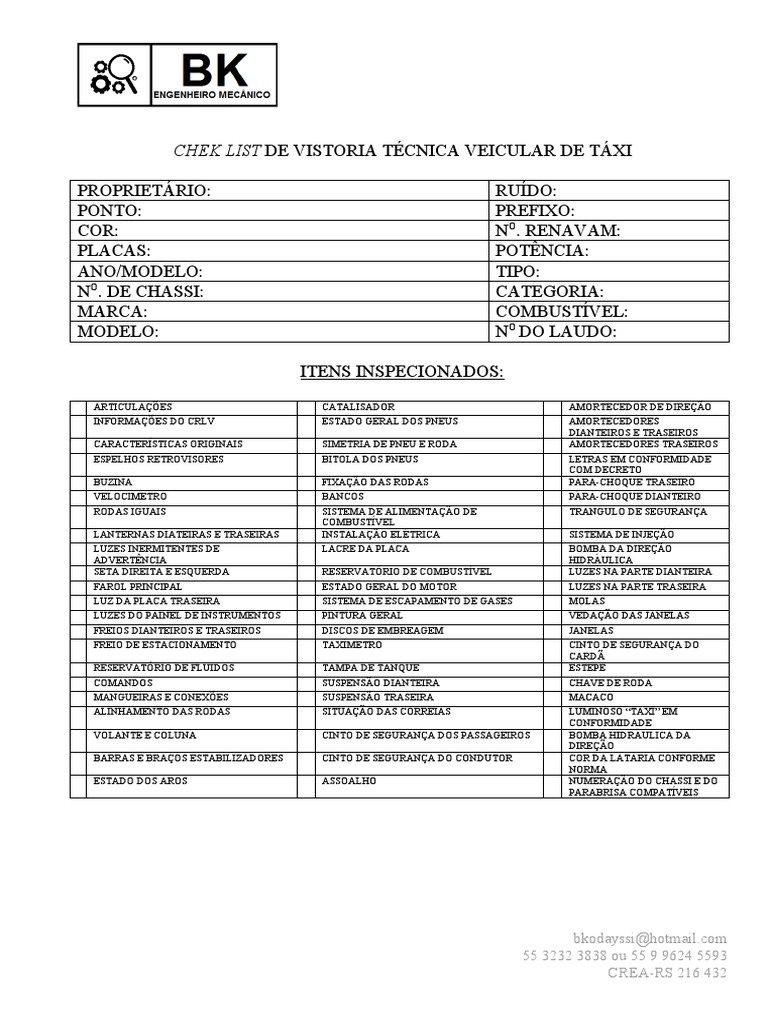 Check List Taxi | PDF
