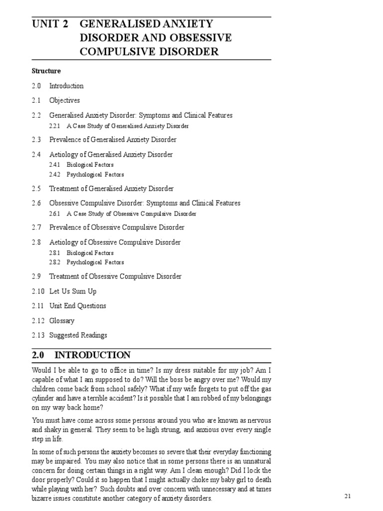 Unit-2 GAD AND OCD | PDF