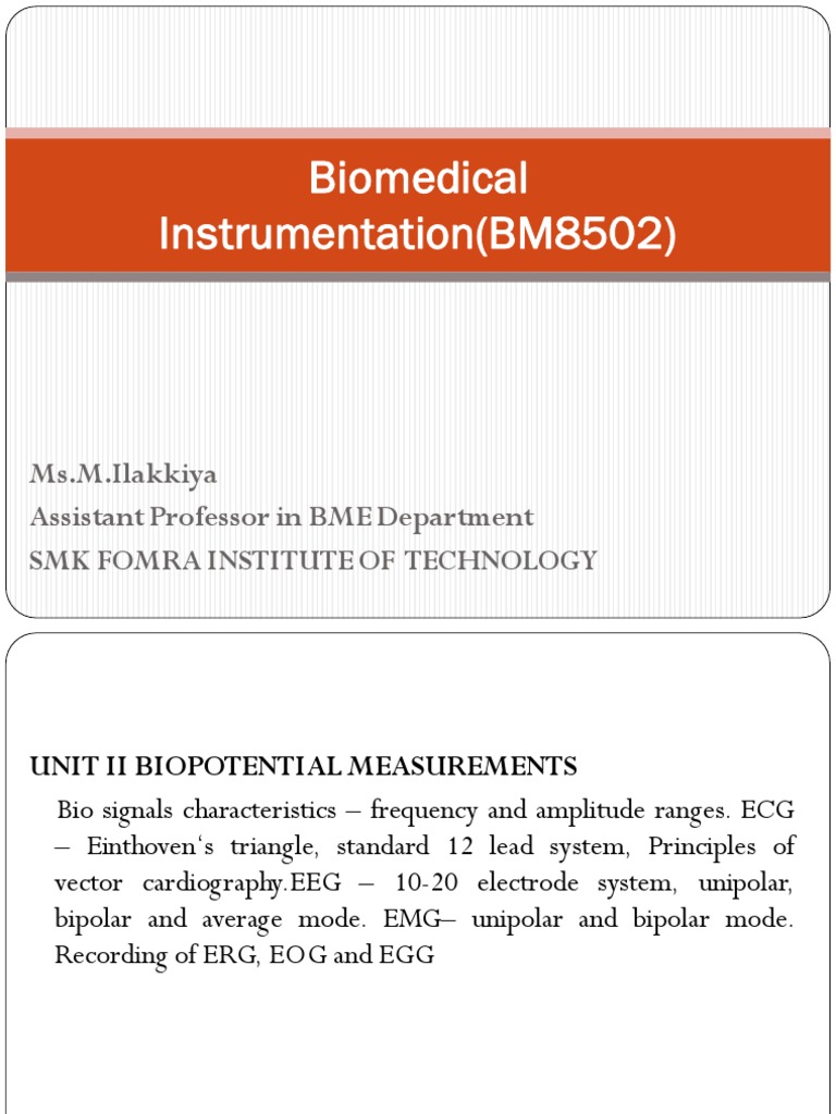 Biomedical Instrumentation (BM8502) | PDF | Electrocardiography ...