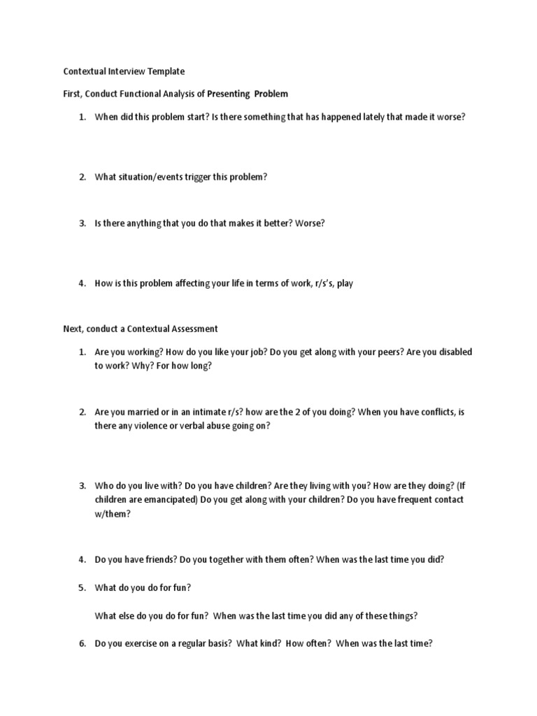 Contextual Interview Template | PDF