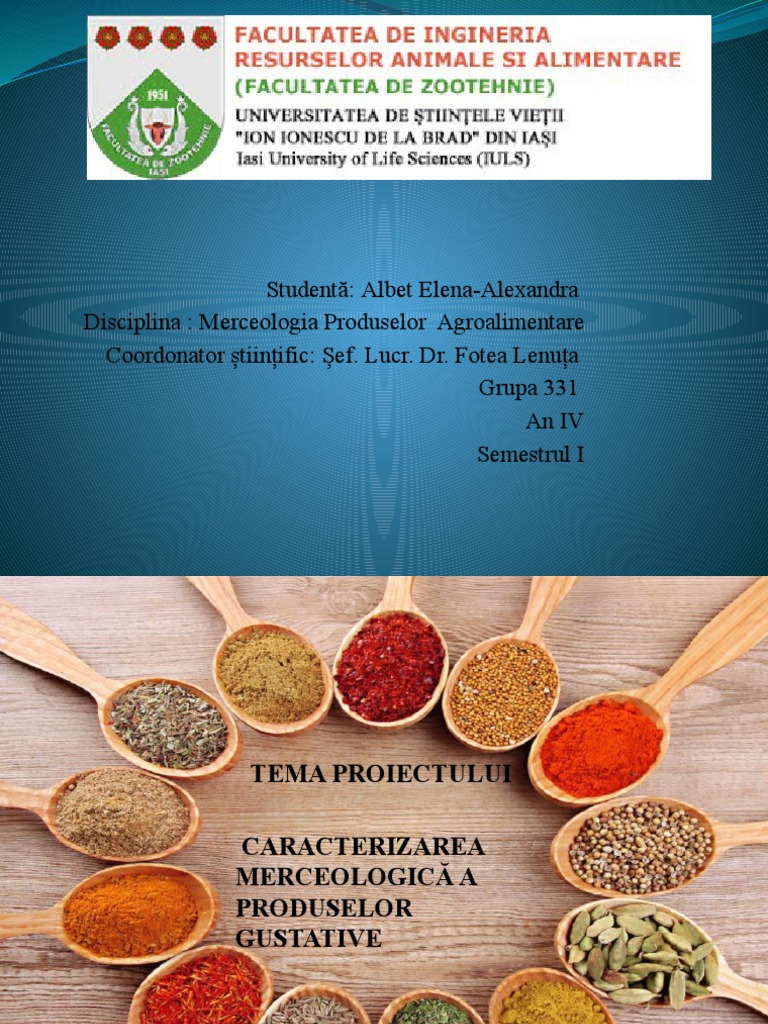 Caracterizarea Merceologica A Produselor Gustative Alexandra | PDF