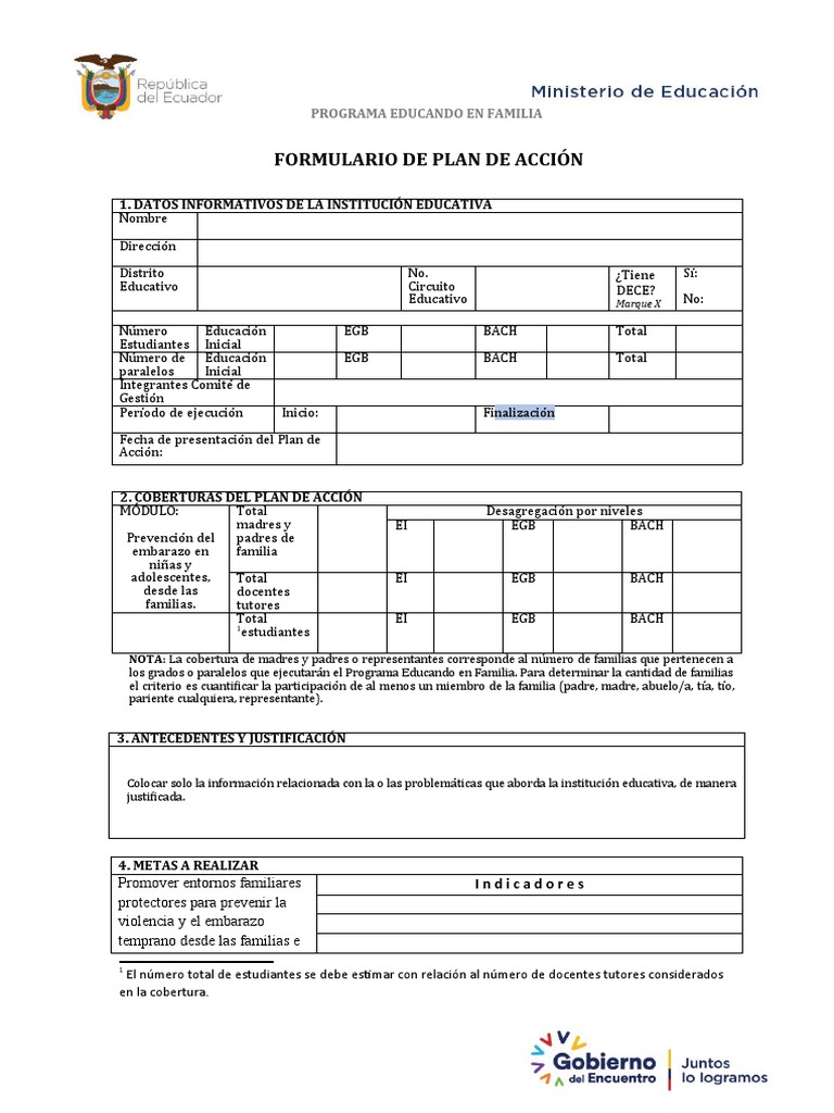 Formato - Plan de Acción (1) EDUCANDO EN FAMILIA | PDF Formato - Plan de Acción (1) EDUCANDO EN FAMILIA | PDF