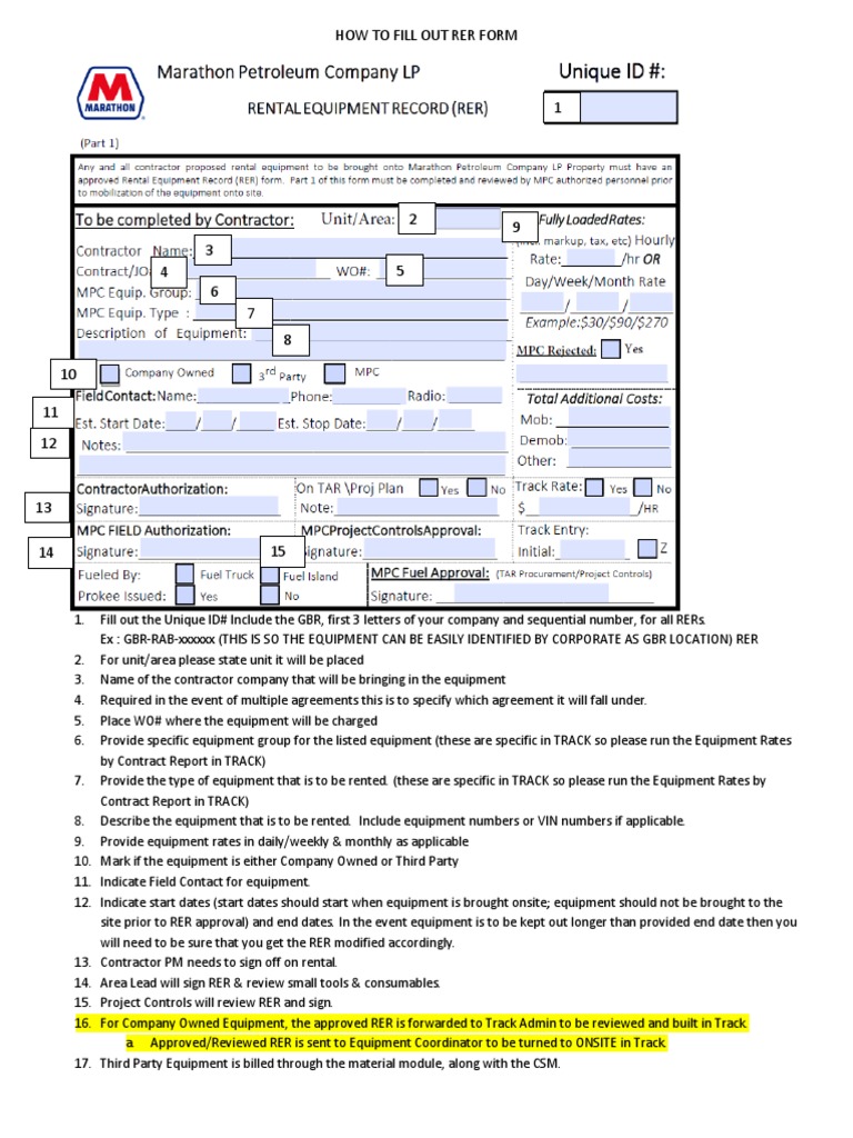 RER Instructions | PDF