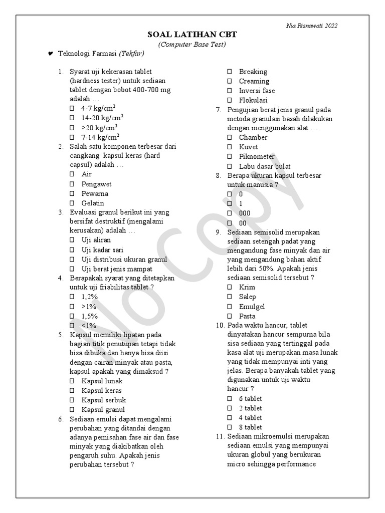 Soal-Soal Latihan CBT | PDF