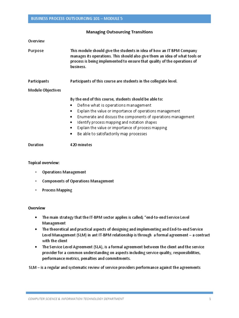 BPO1 - Module 5 | PDF | Quality Management | Quality (Business)