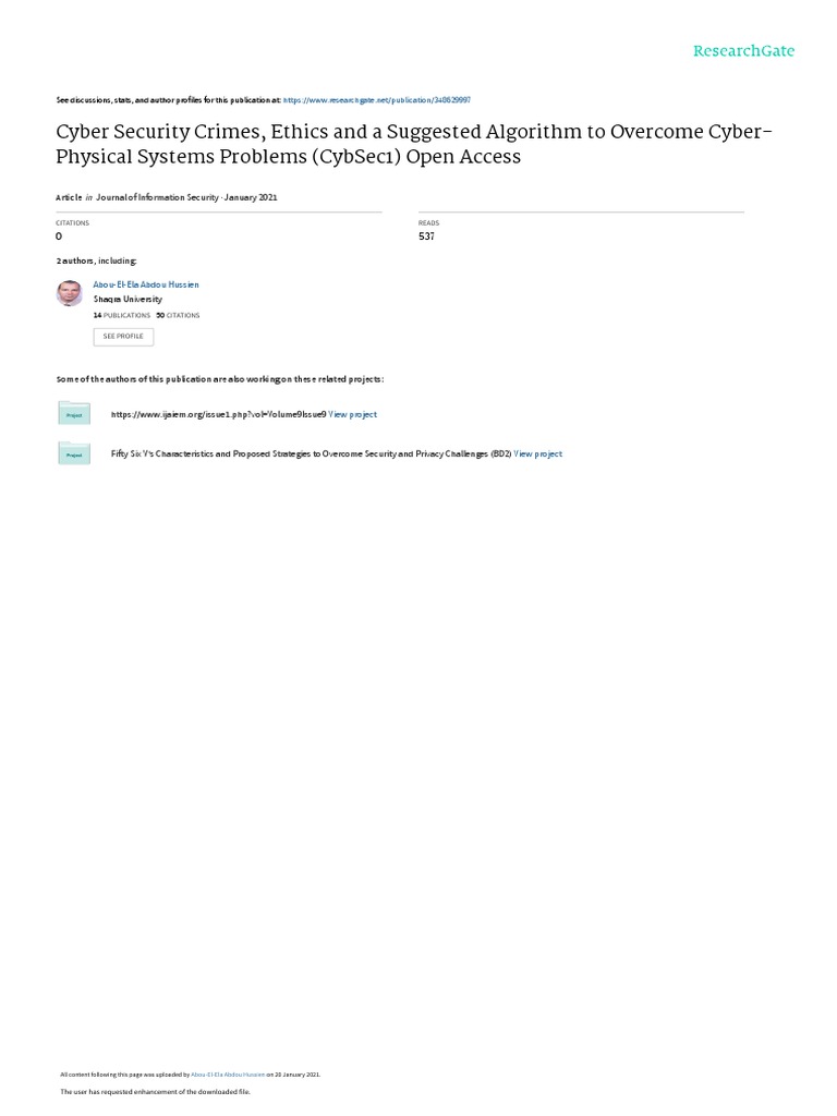 Cyber Security Published Paper | PDF | Security | Computer Security