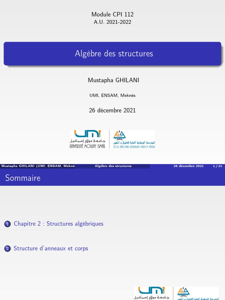 Définition et Propriétés des Anneaux | PDF | Anneau (mathématiques ...