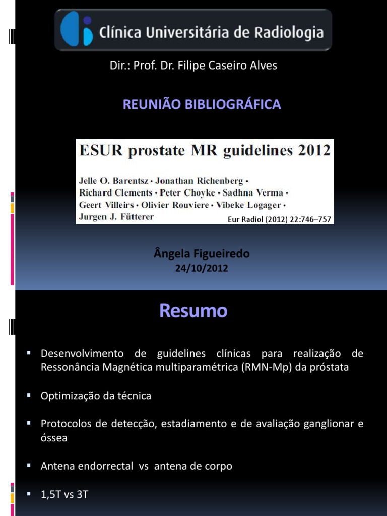 RM Prostata Guidelines ESUR | PDF | Imagem de ressonância magnética ...