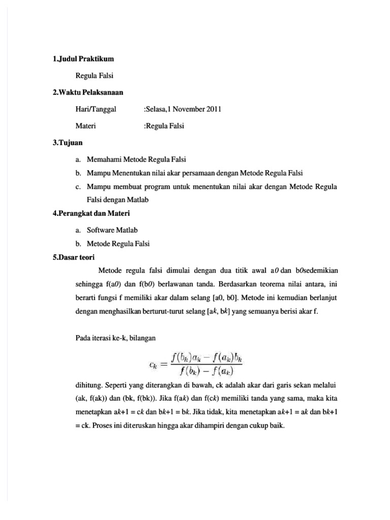 PDF Lap Prak Regula Falsi - Compress | PDF