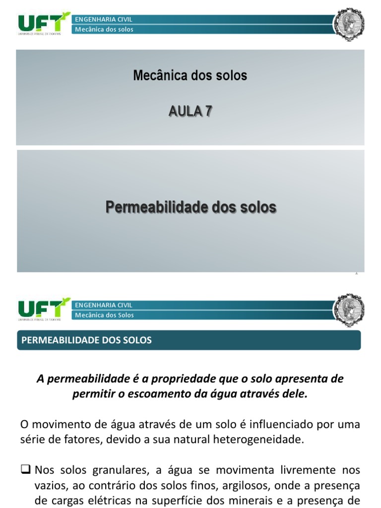 MESO - Aula 7 e 8 - Permeabilidade e Percolação | PDF | Engenharia ...