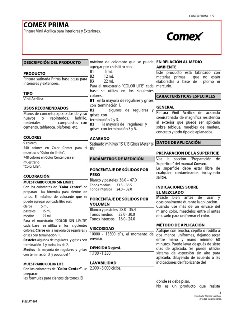 Pintura Vinil Acrílica Comex Prima | PDF | Pintar | Cepillo