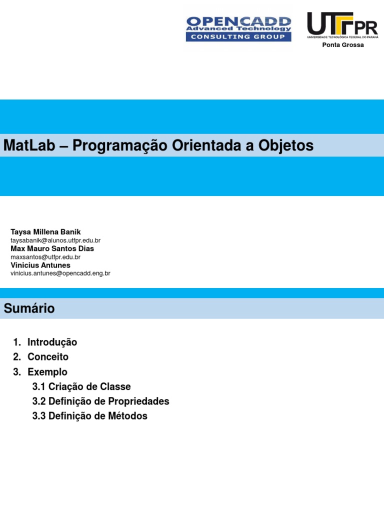 6 MATLAB Programacao - OO | PDF | Classe (programação de computadores ...