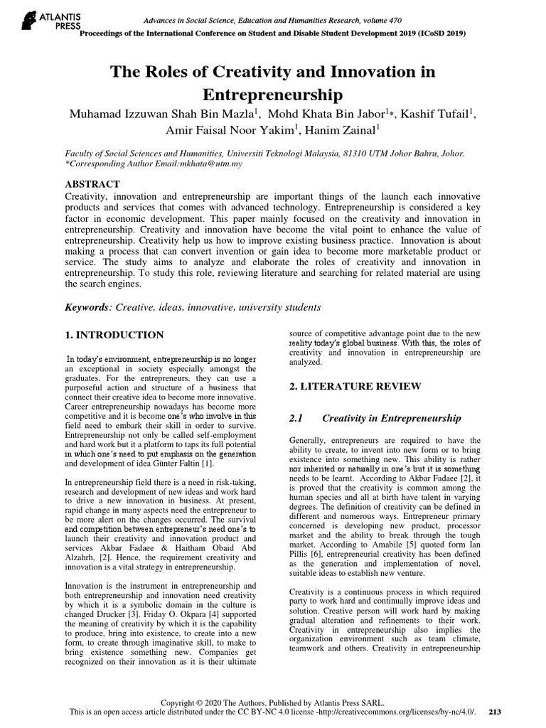 Role of Innovation in Entrepreneurship | PDF | Entrepreneurship ...