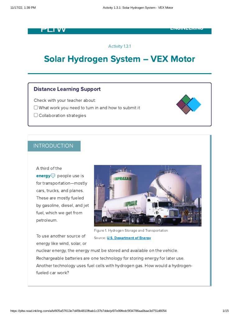 Activity 1.3.1 - Solar Hydrogen System - VEX Motor - Principles of ...