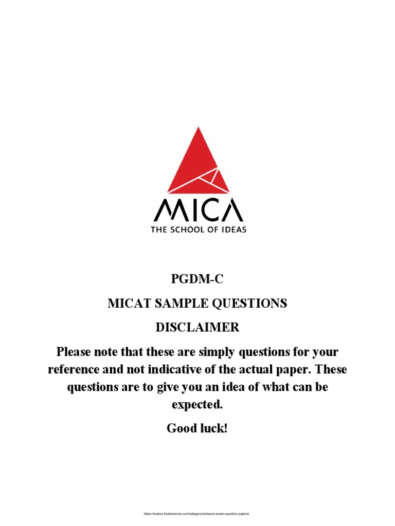 MICAT Sample Questions and Guidelines | PDF | Sequence | Brand