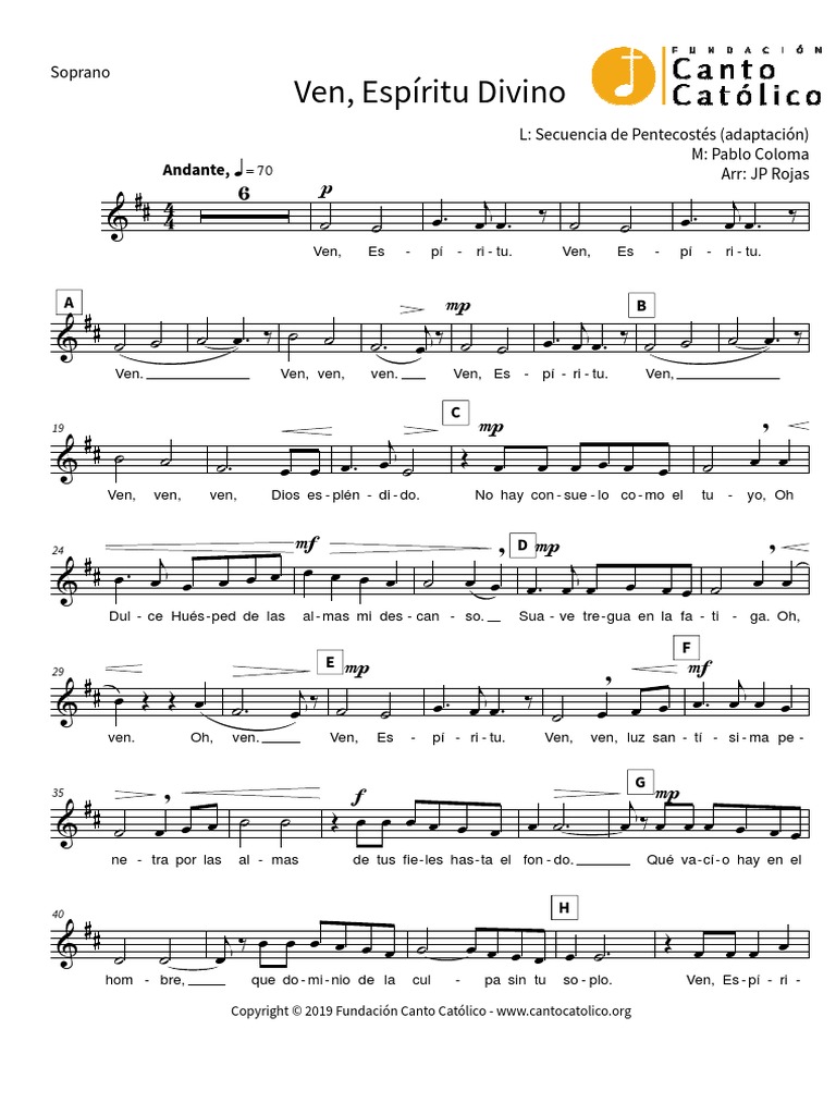 Ven, Espíritu Divino - Soprano | PDF