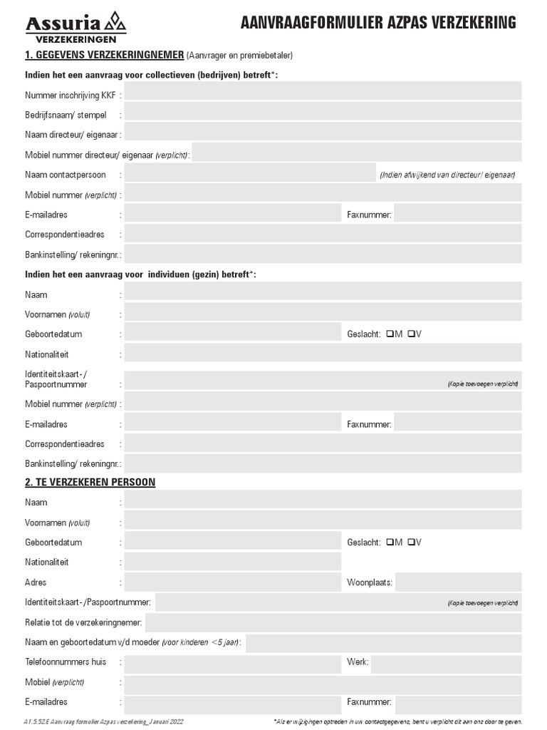 Aanvraagformulier Azpas 2022 | PDF