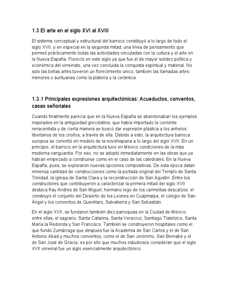 El Arte en El Siglo XVI Al XVIII | PDF | Nueva españa | Barroco