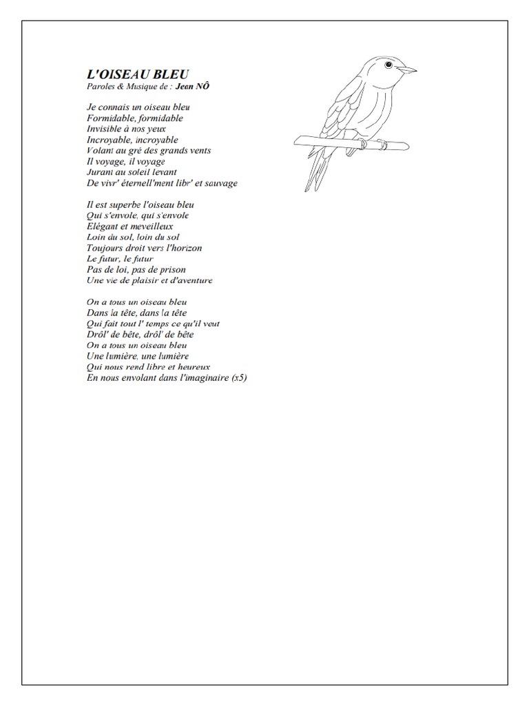 1 - L'oiseau Bleu Paroles | PDF
