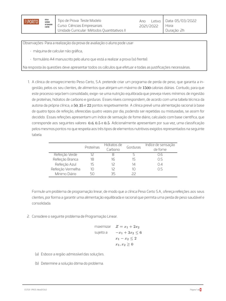 ESTG-PR05-Mod.013V2 Prova Escrita LATEX | PDF