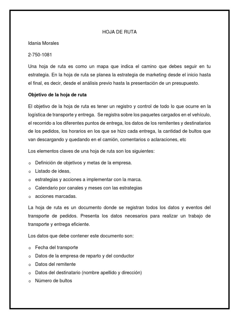 Hoja de Ruta | PDF | Transporte | Logística