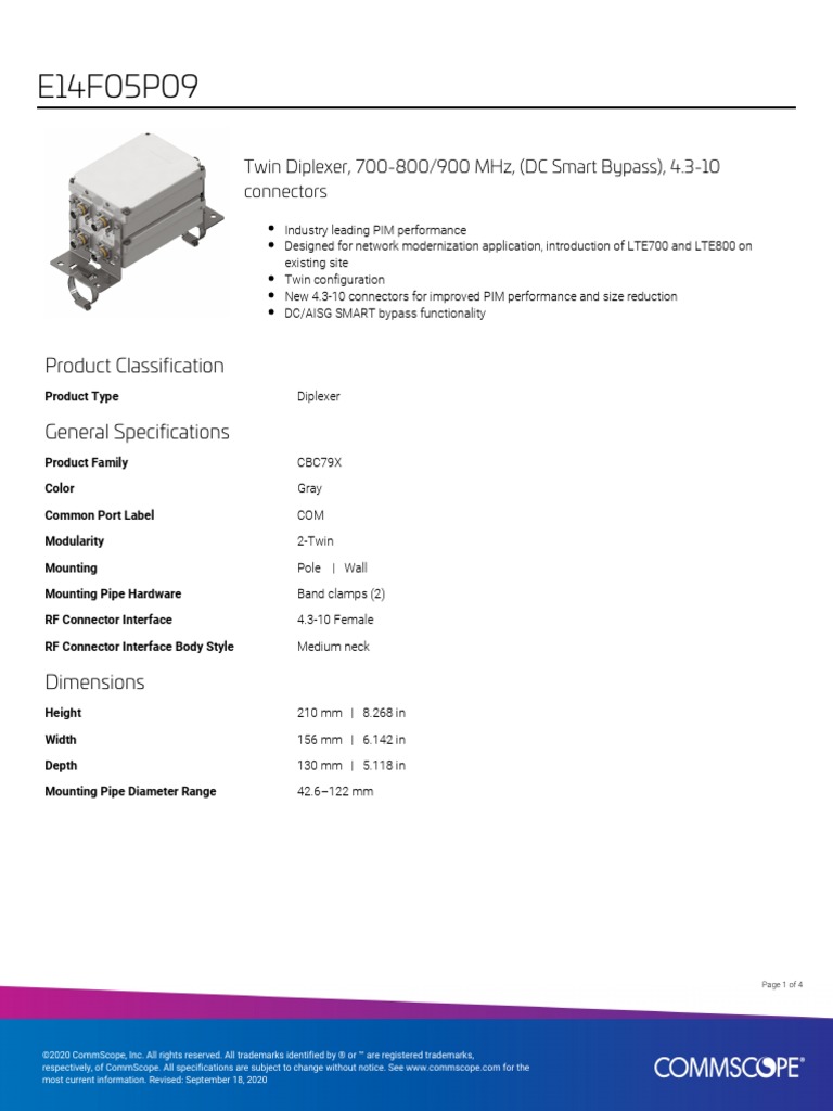 E14F05P09 Product Specifications | PDF