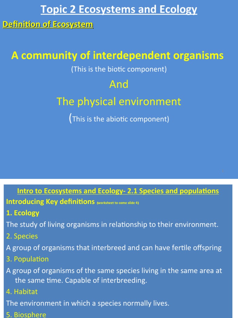 Topic 2 Ecosystems and Ecology | PDF