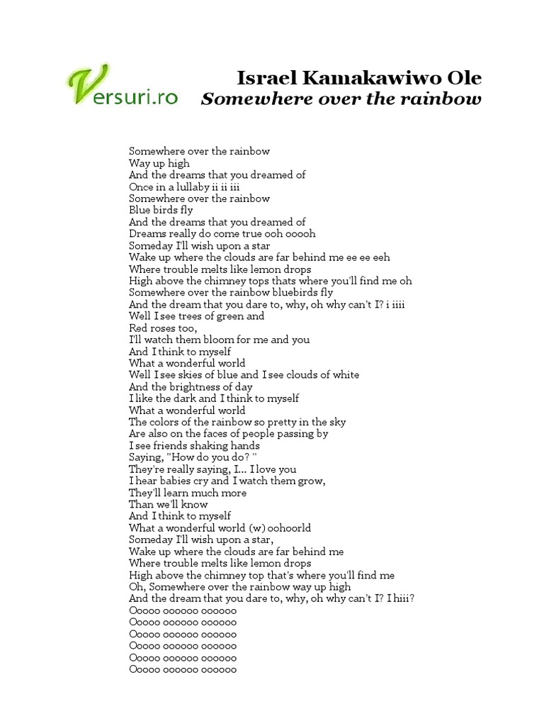 Israel Kamakawiwo'ole: Lyrics Medley | PDF