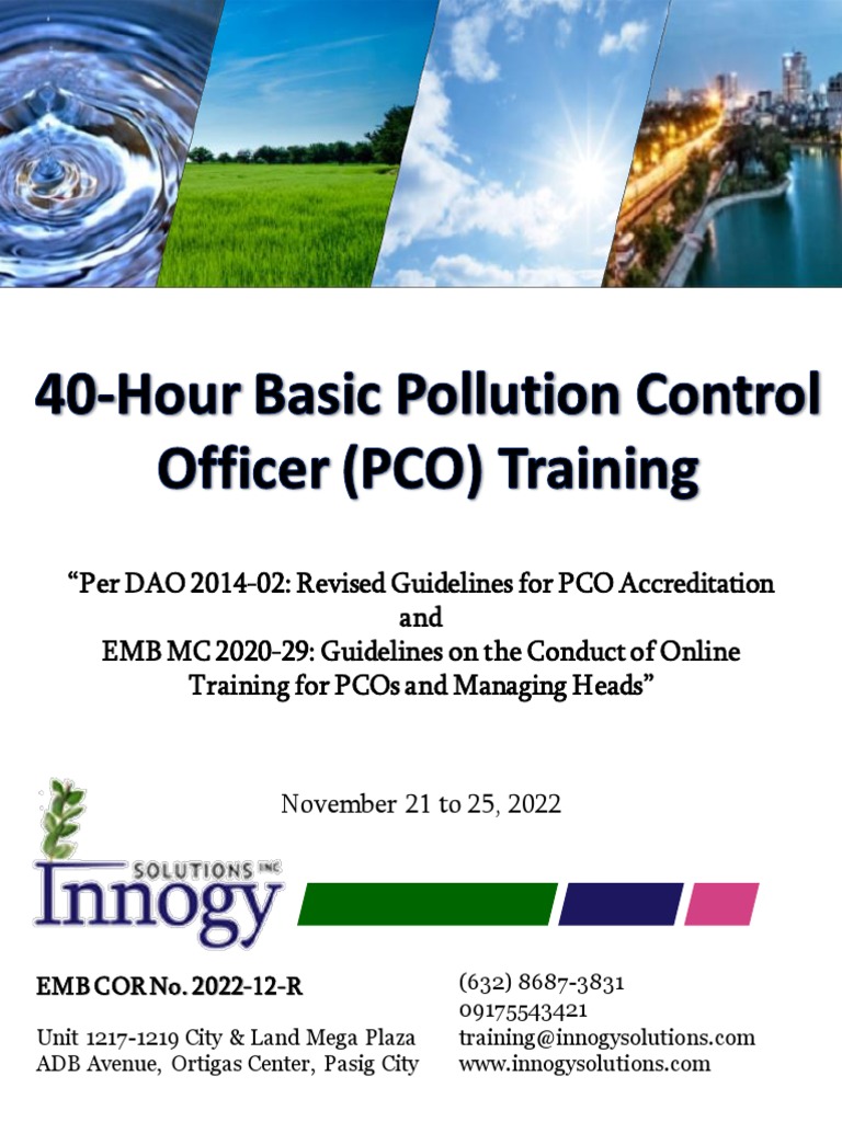 Innogy - 40-Hour Basic Pollution Control Officer (PCO) Training ...