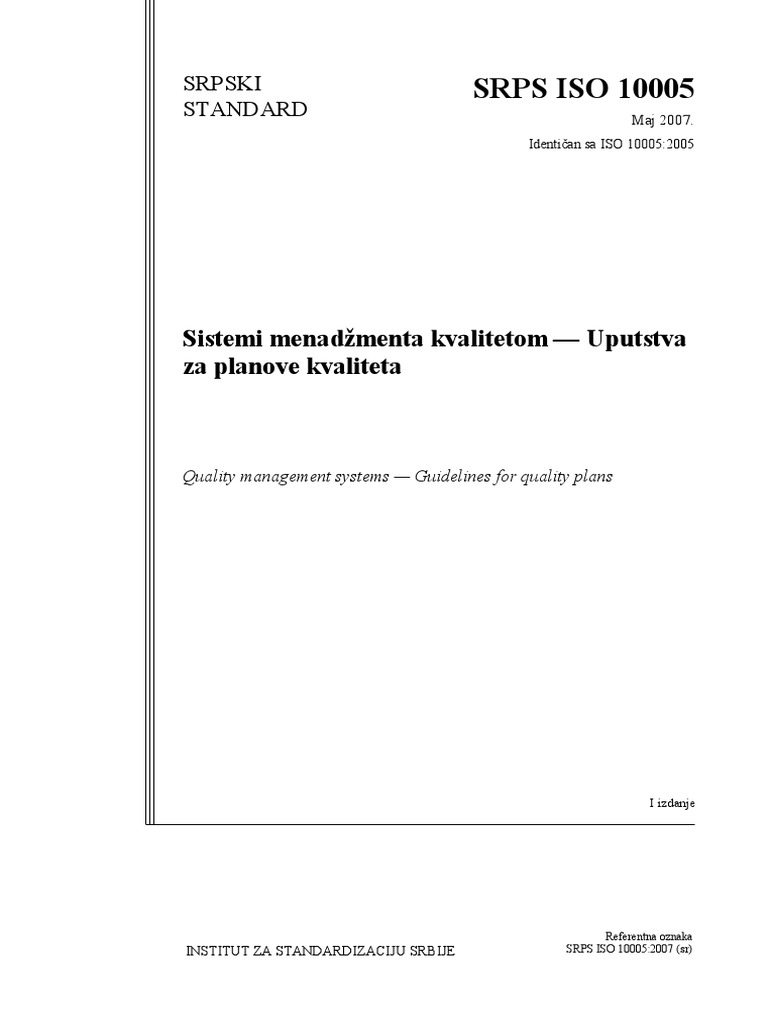 SRPS Iso 10005-2007 | PDF
